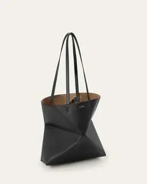 Loewe Puzzle Fold Leather Tote Bag - Black