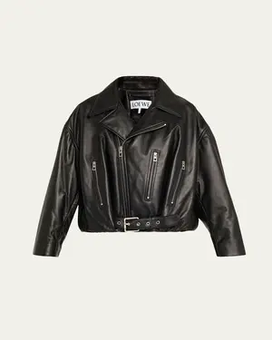 Loewe Short Nappa Lambskin Biker Jacket - Black