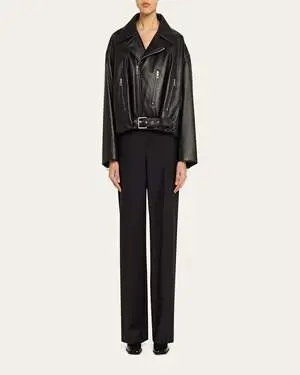 Loewe Short Nappa Lambskin Biker Jacket - Black