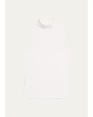 Majestic Filatures Soft Touch Sleeveless Stretch Turtleneck White