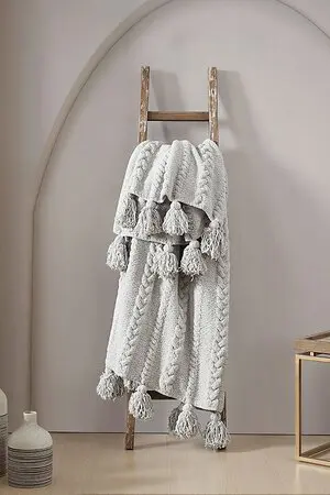 Free People Braided Pom Pom Throw