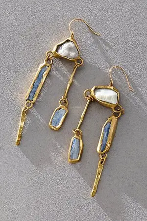 EMILIE SHAPIRO Whitewater Kyanite And Aquamarine Earrings - Kyanite/aquamarine/brass