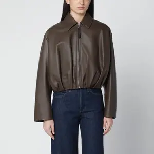 Loewe Leather Zip Bomber - Green