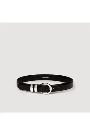 Sandro Smooth Leather Belt - Black