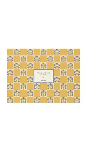 Papier Floral Checkerboard Undated Weekly Desk Planner In Mustard - N,a
