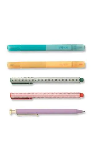 Papier Imagination Mixed Pen & Highlighter Set Of 5 In Blue