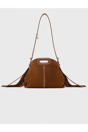 Maje Topstitched Suede Miss M Mini Bag - Brown