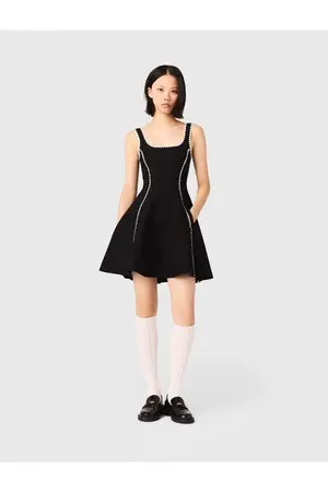 Maje Short Dress With Contrast Stitching