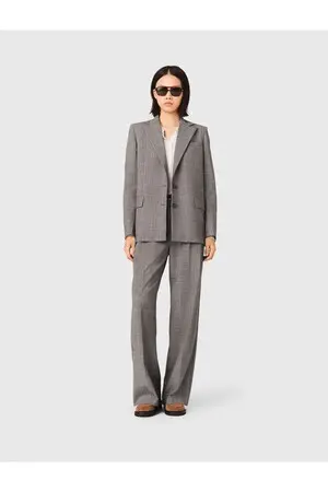 Maje Checked Suit Jacket - Black / White / Pink / Gray