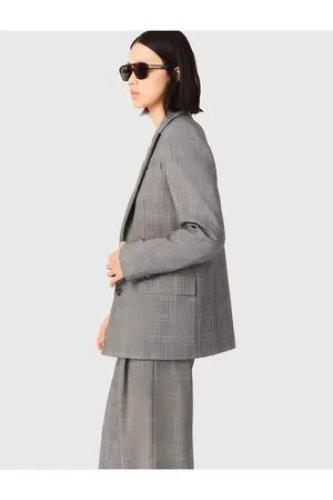Maje Checked Suit Jacket - Black / White / Pink / Gray