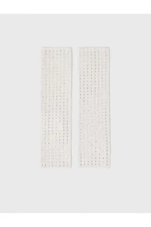 Maje Wool And Rhinestone Mittens - Silver