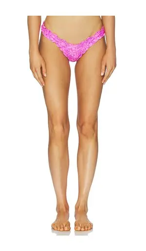 KULANI KINIS Lettuce Edge Thong Bikini Bottom - Bubble Berry