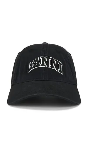 GANNI Washed Canvas Cap - Black