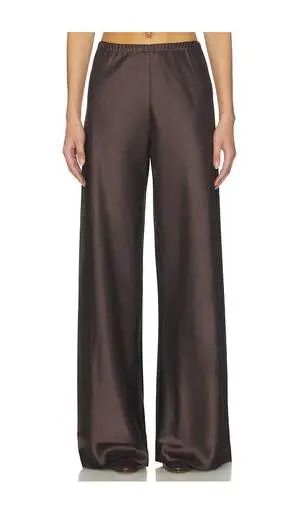 LA LIGNE Double Faced Satin Colby Pant - Chocolate