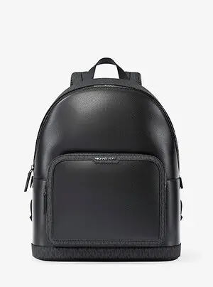Michael Kors Cooper Medium Pebbled Leather And Signature Logo Commuter Backpack - Black