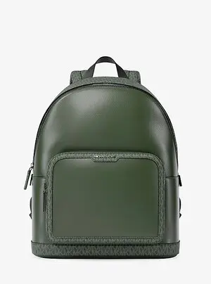 Michael Kors Cooper Medium Pebbled Leather And Signature Logo Commuter Backpack - Green