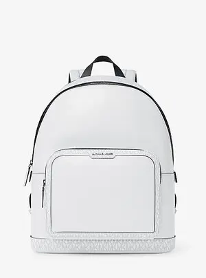 Michael Kors Cooper Medium Pebbled Leather And Signature Logo Commuter Backpack - White
