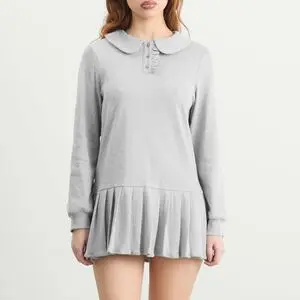 MY MUM MADE IT Polo Mini Long Sleeve Pleat Dress