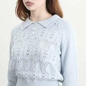 MY MUM MADE IT Buttoned Lace Knit Pullover