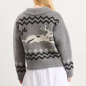 DAMSON MADDER Cecily Bunny Intarsia Collar Cardigan