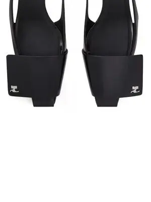 COURREGES 45mm Fold Leather Slingback Pumps - Black
