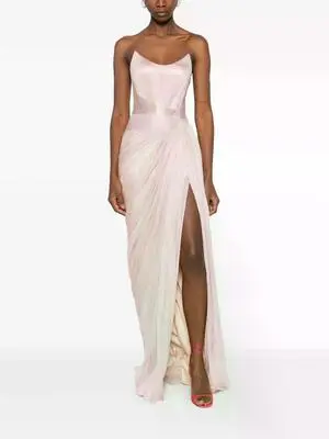 IRIS SERBAN Draped Metallic Maxi Dress