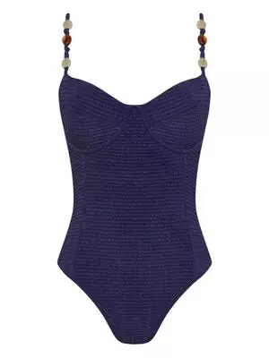 BRIGITTE Beaded-strap Swimsuit - Blue