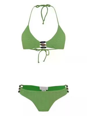 BRIGITTE Beaded-strap Textured Bikini - Green