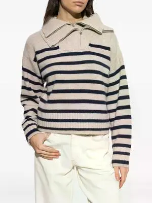 Rag & Bone Striped Quarter Zip Sweater