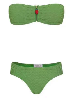 BRIGITTE Strawberry-detail Zip-up Bikini - Green