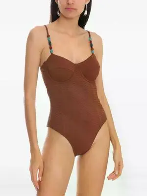 BRIGITTE Textured One-piece Swimsuit With Beaded Straps
