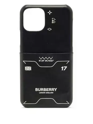 Burberry Leather Print Iphone 11 Pro Case - Black