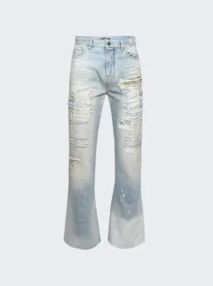 Amiri Repaired Boot Cut Jean - Light  Blue