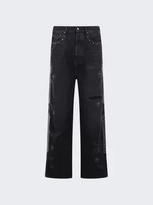 Amiri Bones Studded Baggy Jean - Black