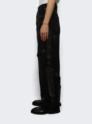 Amiri Bones Studded Baggy Jean - Black