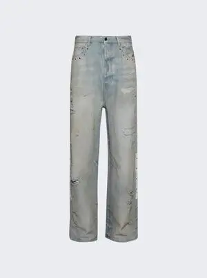 Amiri Bones Studded Baggy Jeans - Light  Blue