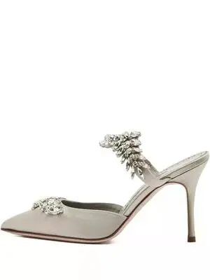 Manolo Blahnik Lurum Heeled Mules - Grey