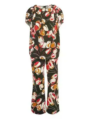 Marni Floral-print Cotton Jumpsuit - Black