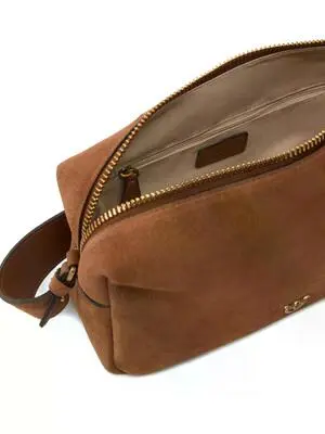 Pinko Suede Medium Shoulder Bag With Diamond Cut Logo - Brown