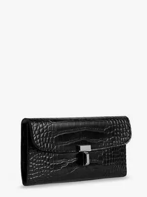 TOTEME Tlock Croco Print Leather Wallet