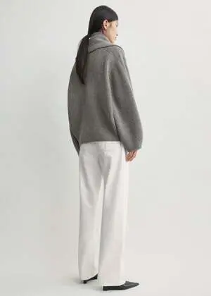 TOTEME Shawl-lapel Ribbed Wool Cardigan - Grey