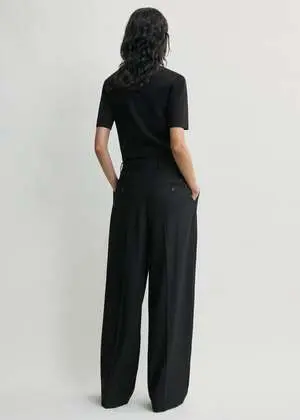 TOTEME Wide Tailored Flannel Trousers - Black