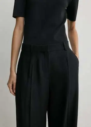 TOTEME Wide Tailored Flannel Trousers - Black