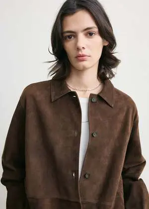 TOTEME Suede Overshirt - Bark