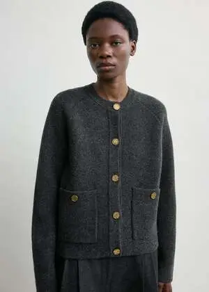 TOTEME Hammered Button Cardigan - Grey