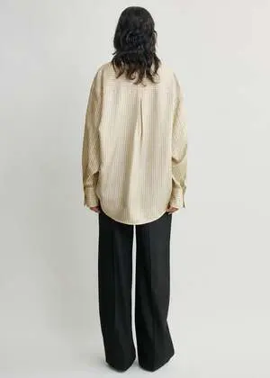 TOTEME Oversized Striped Shirt - Beige