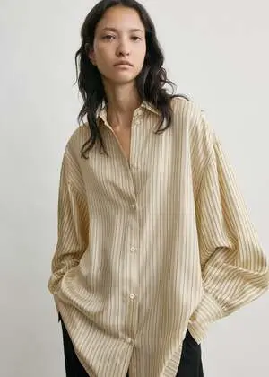 TOTEME Oversized Striped Shirt - Beige
