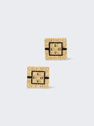 GWEN BELOTI Love Letter Cube Stud Earrings - Gold