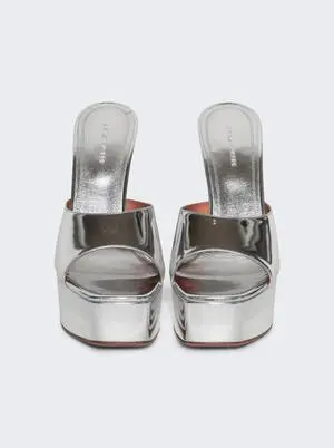 Amina Muaddi Dalida Plateau Slipper - Silver