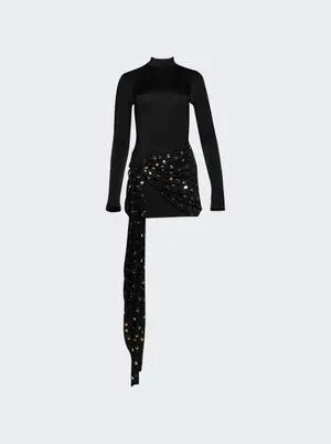 David Koma Polka-dot Overlay Mini Dress - Black